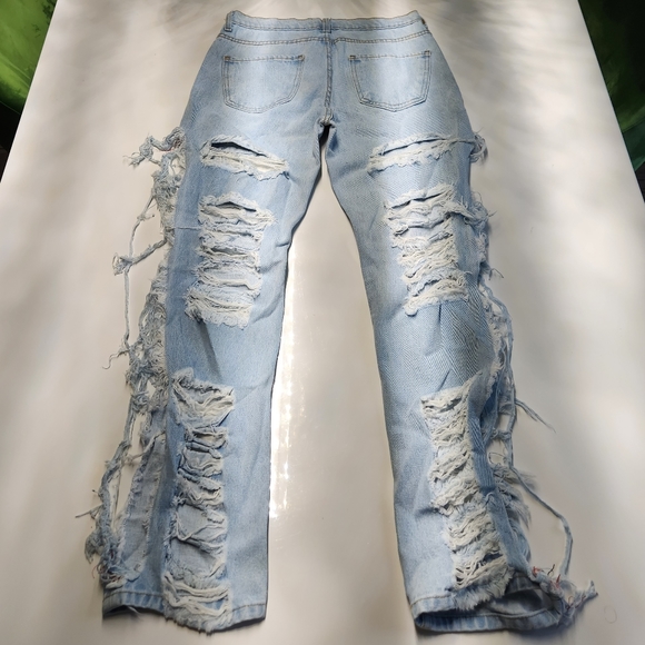 Jeans | Scratch Rippedrepair Denim Jeans | Poshmark